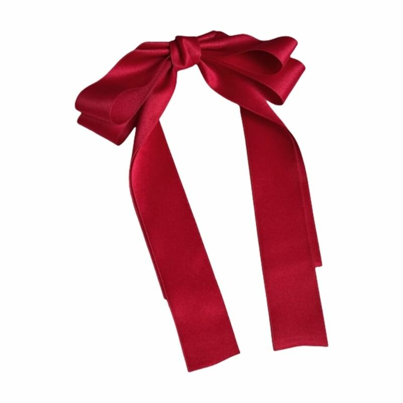 Заколка-бантик из ленты простой и универсальный головной убор-красный