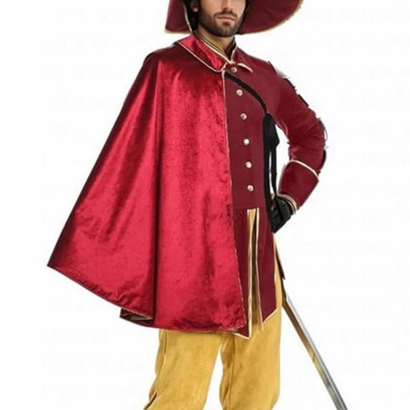 Плащ на Хэллоуин, Рыцарский плащ, однослойный, из двух частей-большой красный-80 см