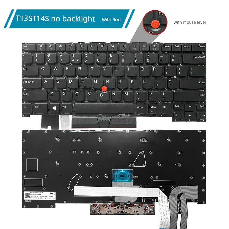 Клавиатура для Lenovo T13S/T14S без подсветки с кронштейном, для бизнес-ноутбуков
