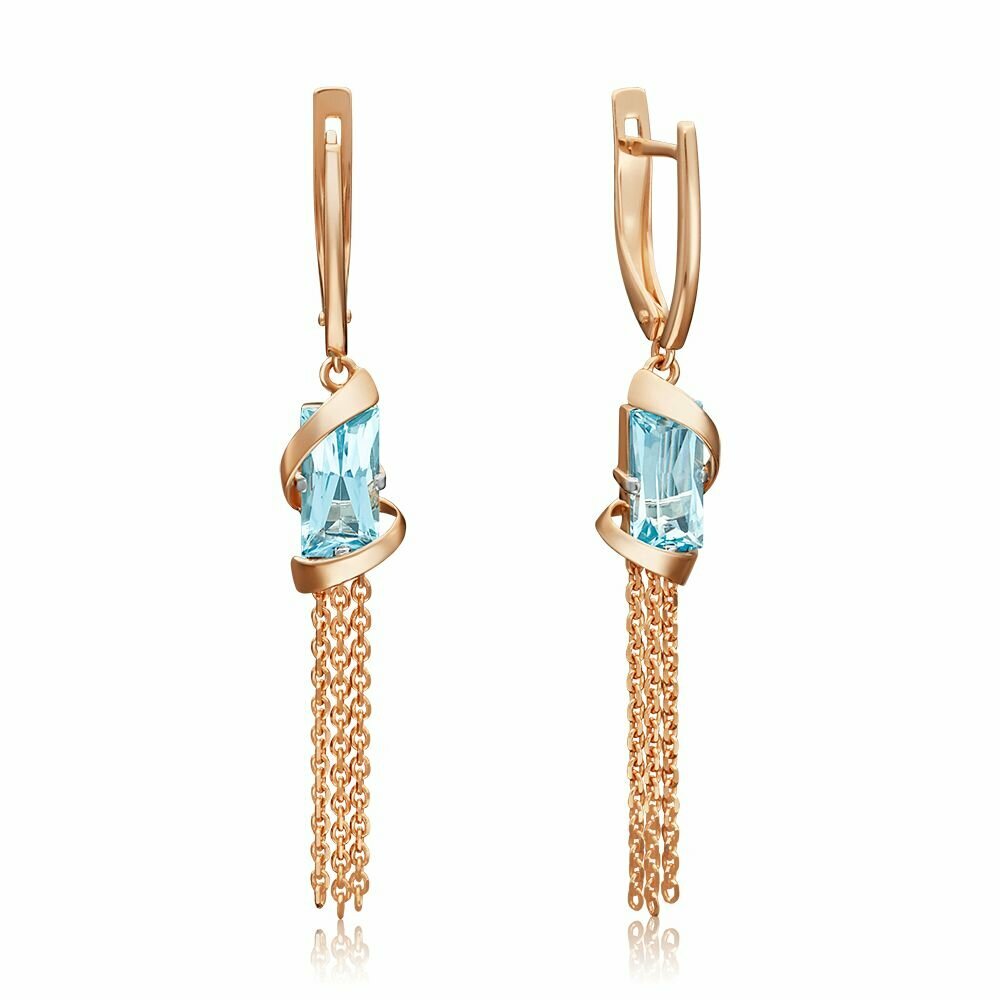 Серьги, красное золото, 585 проба, топаз