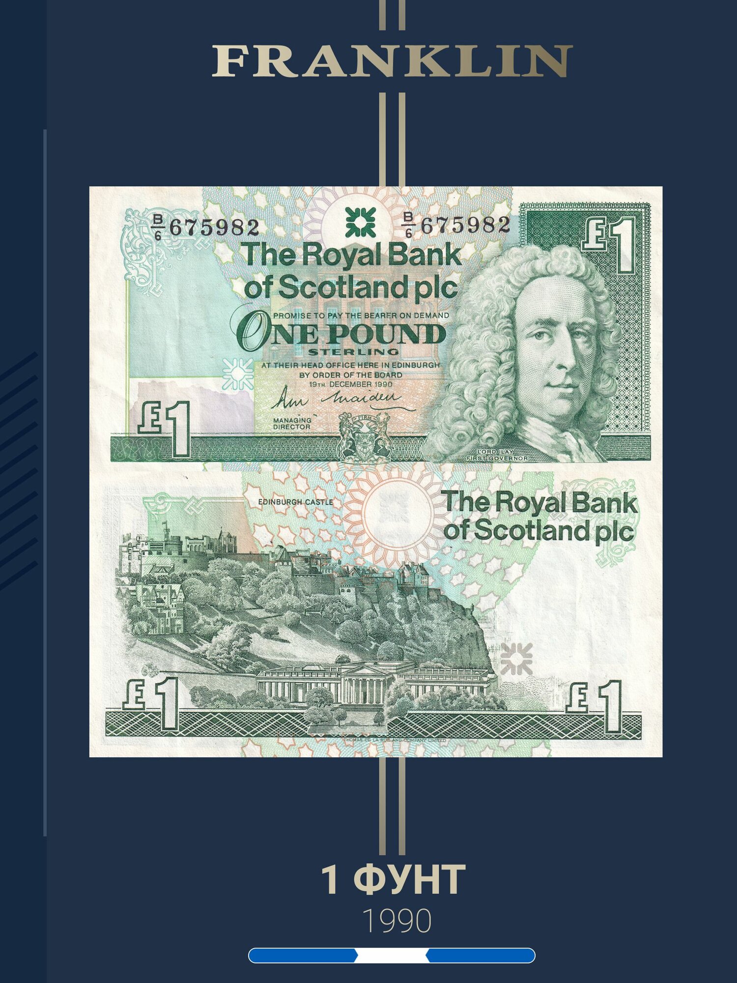 Банкнота Шотландия 1 фунт 1990 год (XF) Pick 351а.3