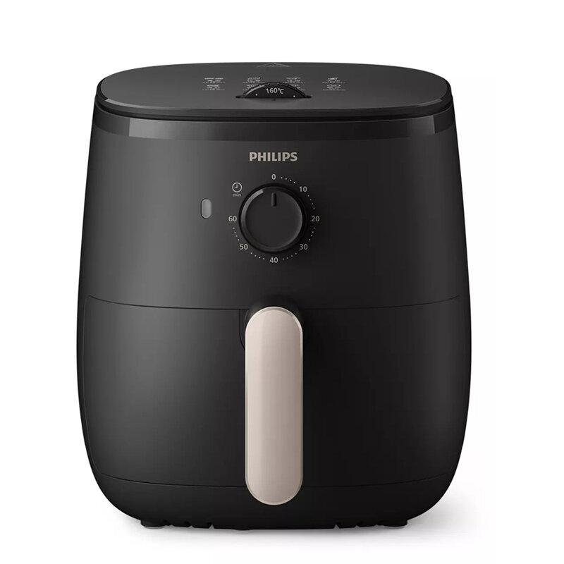 Фритюрница PHILIPS, черная, без масла, 800 Вт, до 1.2 кг, высокая производительность, компактный