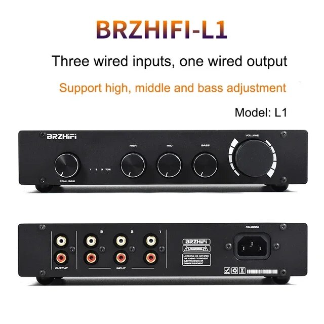 BRZHIFI Pure Class A 2.0/2.1-канальный предусилитель черный/серебристый Black L1