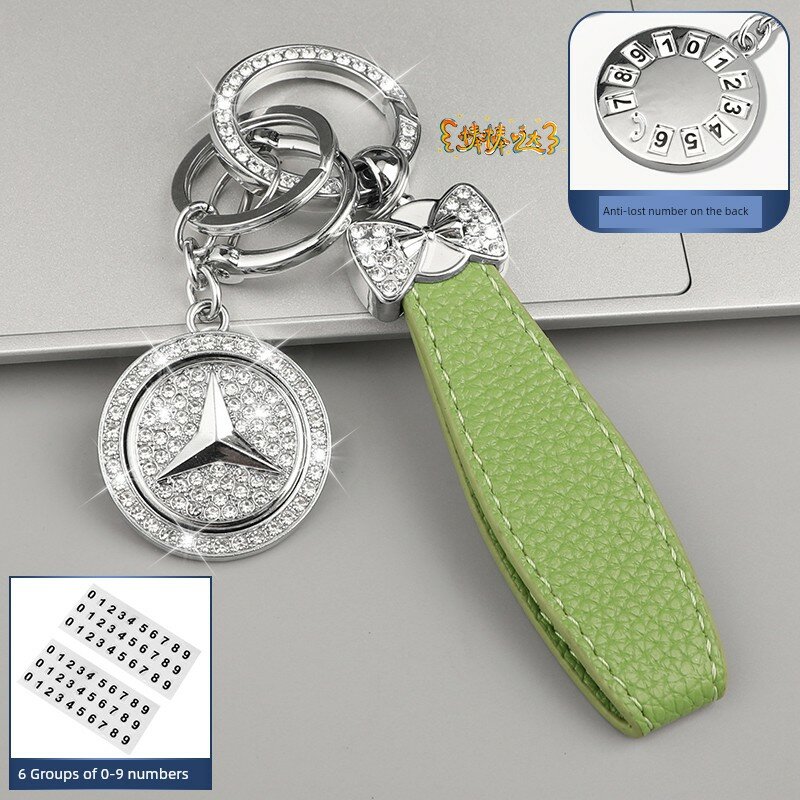 Брелок для ключей автомобиля для женщин, новый изысканный аксессуар для сумки с бриллиантовым бантом, брелок с номером