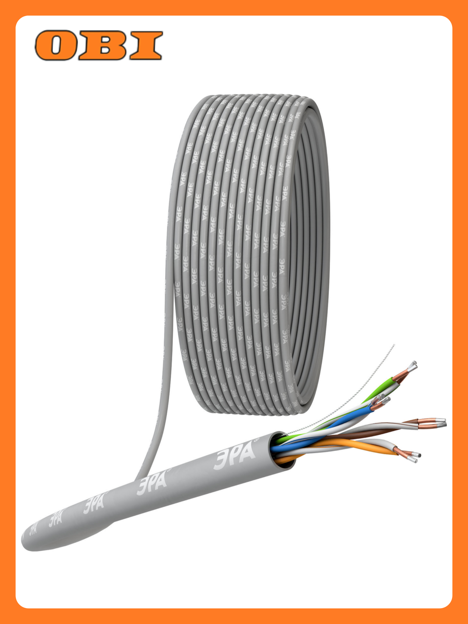Кабель витая пара ERA SIMPLE U/UTP 4x2x24 AWG Cat5e CCA PVC 100 м