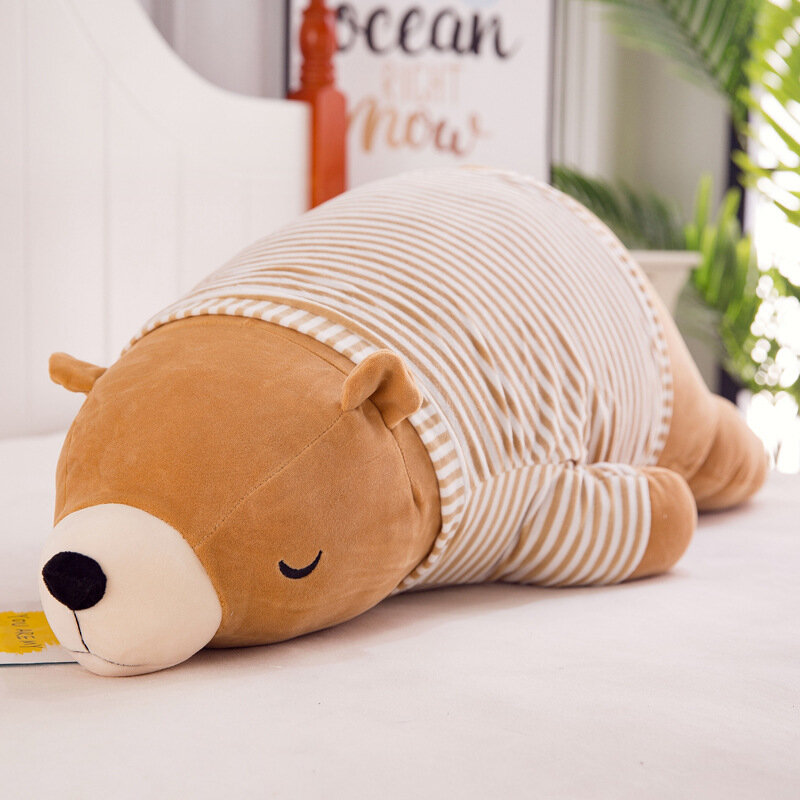 Мягкая плюшевая игрушка — медведь полярный, большая, плюшевая подушка для сна, оптом, милая и успокаивающая Коричневая