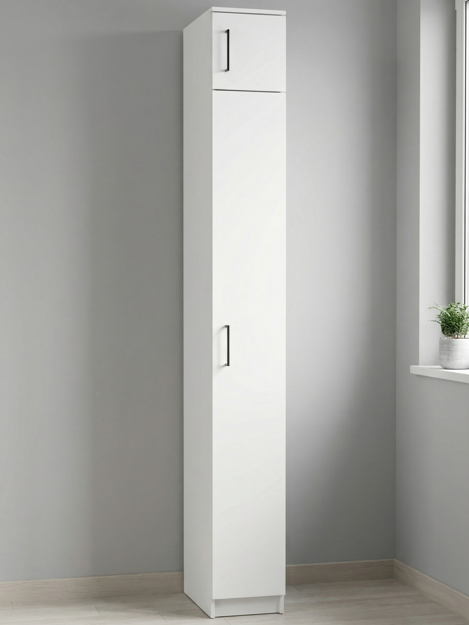 Узкий шкаф-пенал Шик-18А с антресолью и полками, ШхГхВ: 30х50х240 см