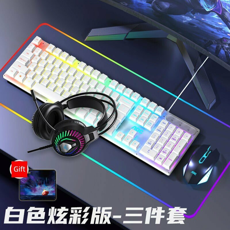 Комплект клавиатуры и мыши TPV AOC KB121, проводной, с механическим ощущением, для игр и офиса, с подсветкой,