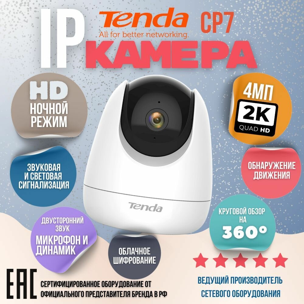 W-fi камера видеонаблюдения СP7 с двусторонней связью, IP видеокамера, видеоняня поворотная