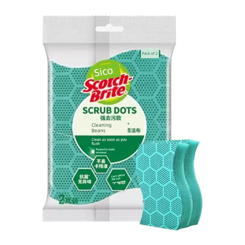 Кухонная губка-скребок 3M Scotch-Brite, впитывающая, не оставляющая жирных следов, утолщенная, для удаления пятен,