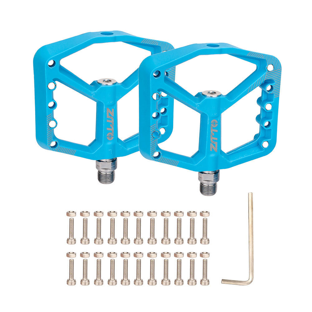 Педали ZTTO для горных велосипедов MTB, платформенные плоские, неломкий пластик, антискользящие, 9/16 дюйм, герметичный подшипник, для BMX MTB горных велосипедов дорожных велосипедов, черный/красный/синий/оранжевый/зеленый/желтый, 109*16*124мм, 260г,