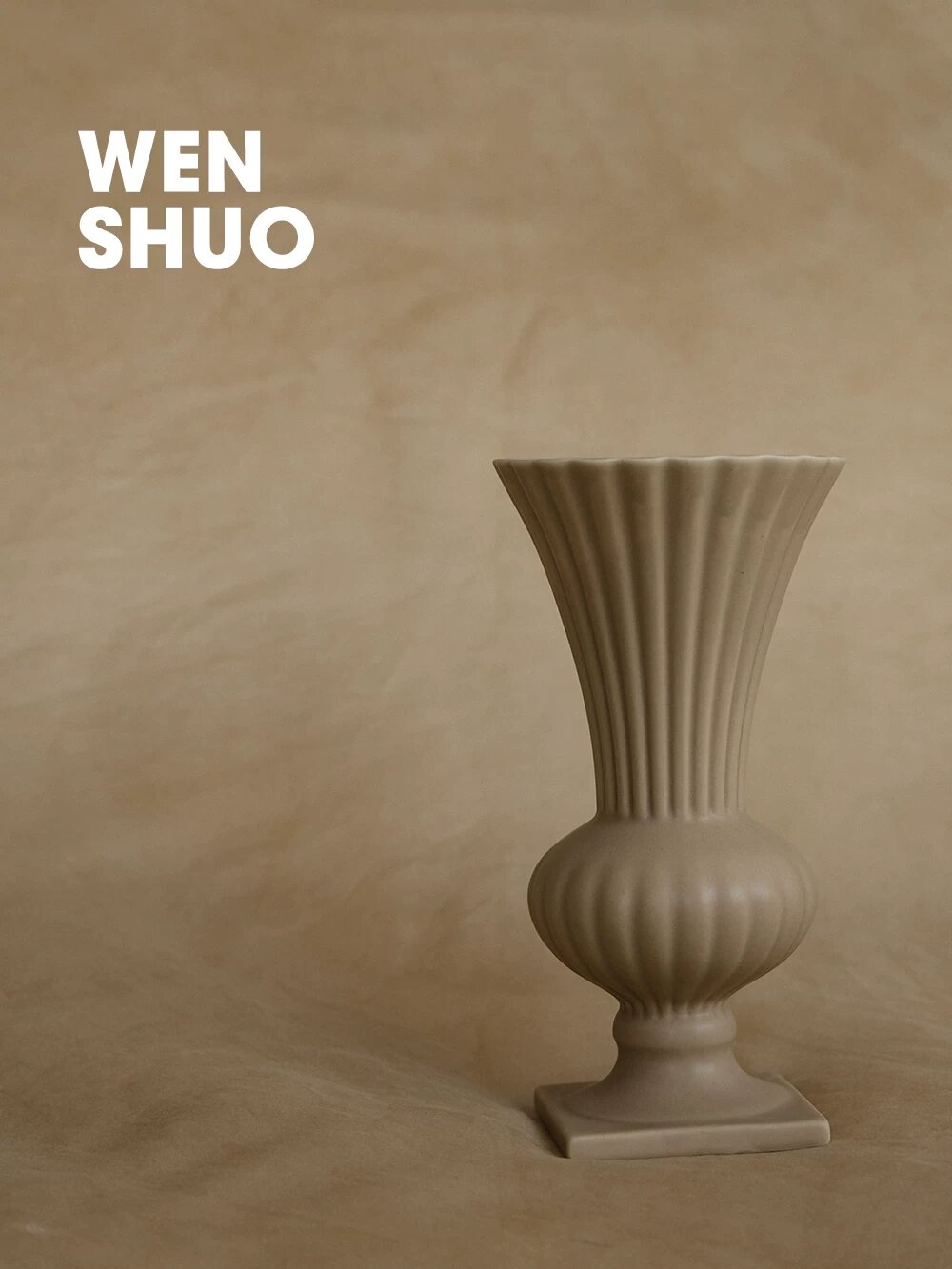 Керамическая ваза WENSHUO в форме французской колонны с вертикальной текстурой, винтажный декоративный элемент для