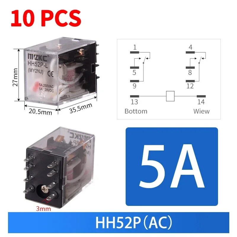 Миниатюрные реле управления HH52P, HH53P, HH54P 220V, HH52P ACx10