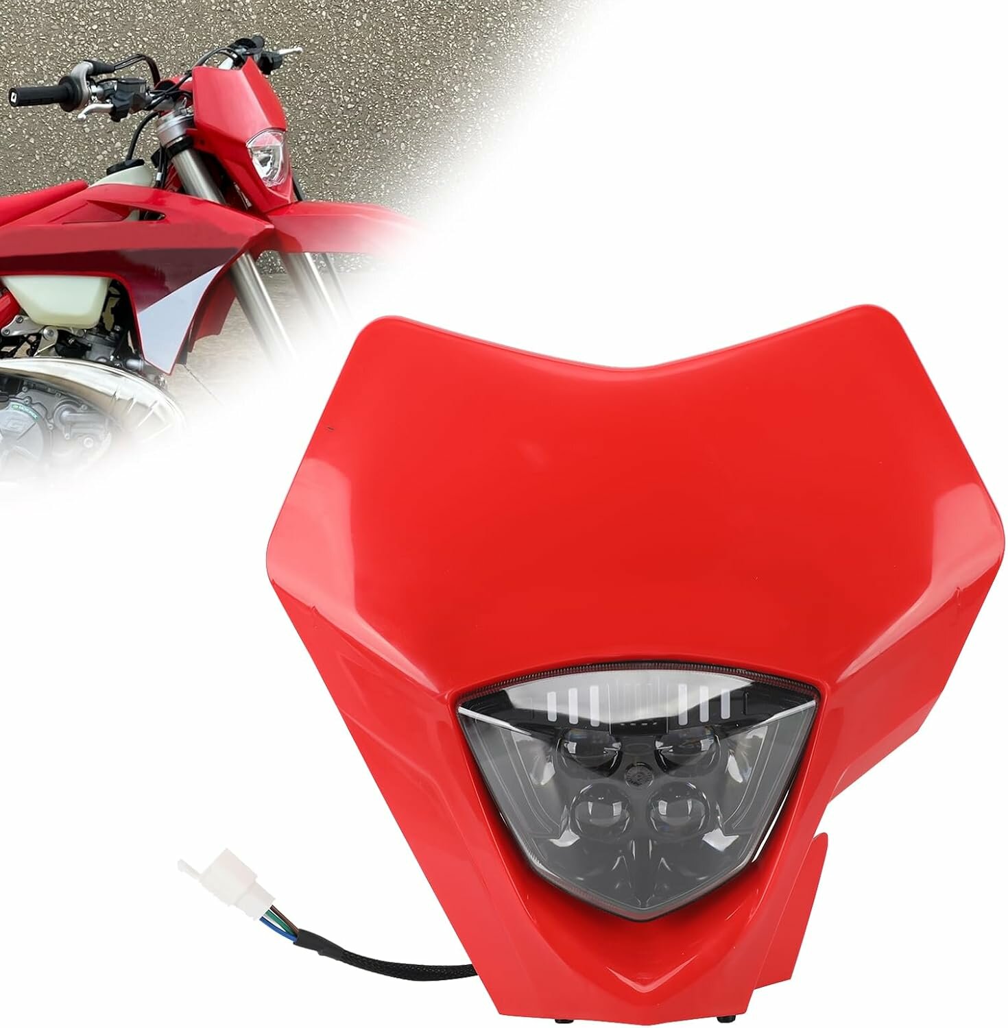 Фара в сборе (блок-фара) для GasGas EC250/EC300/EC350 (2021-2023). Алюминий 6061, стеклянная линза красный