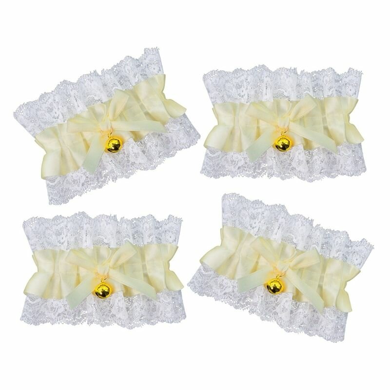 2 пары кружевных бантиков, браслетов-колокольчиков-абрикосовый