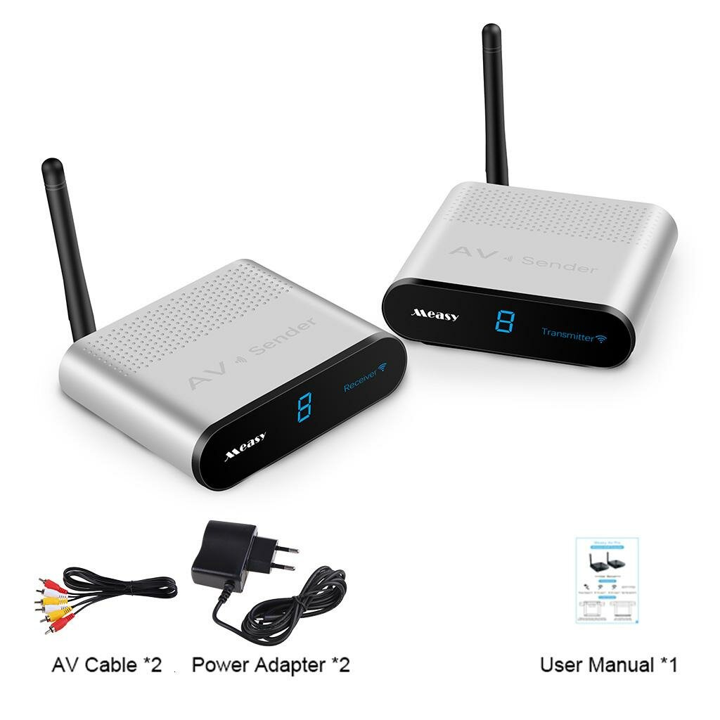 Беспроводной отправитель RCA -передатчик для телевизора для телевизора Set Top Box CCTV камера DVD DVR для проектора, Серебро