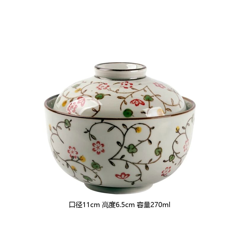 Японская керамическая посуда: миска для риса с крышкой, миска для риса с говядиной, суповая миска с крышкой, десертная