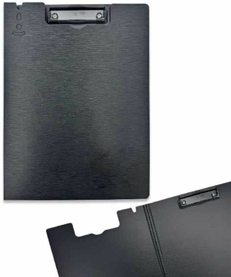 Папка-клипборд INTELLIGENT формат А4, чёрный, с дополнительной створкой, фактура "полосы" (DK-79)