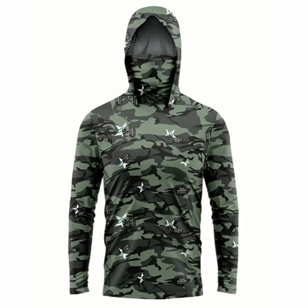 Джерси мужская для рыбалки с капюшоном с принтом Точки, рыболовный лонгслив летний солнцезащитный