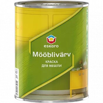 Краска ESKARO Mooblivarv для мебели полуматовая, База TR (бесцветная) 0,9л