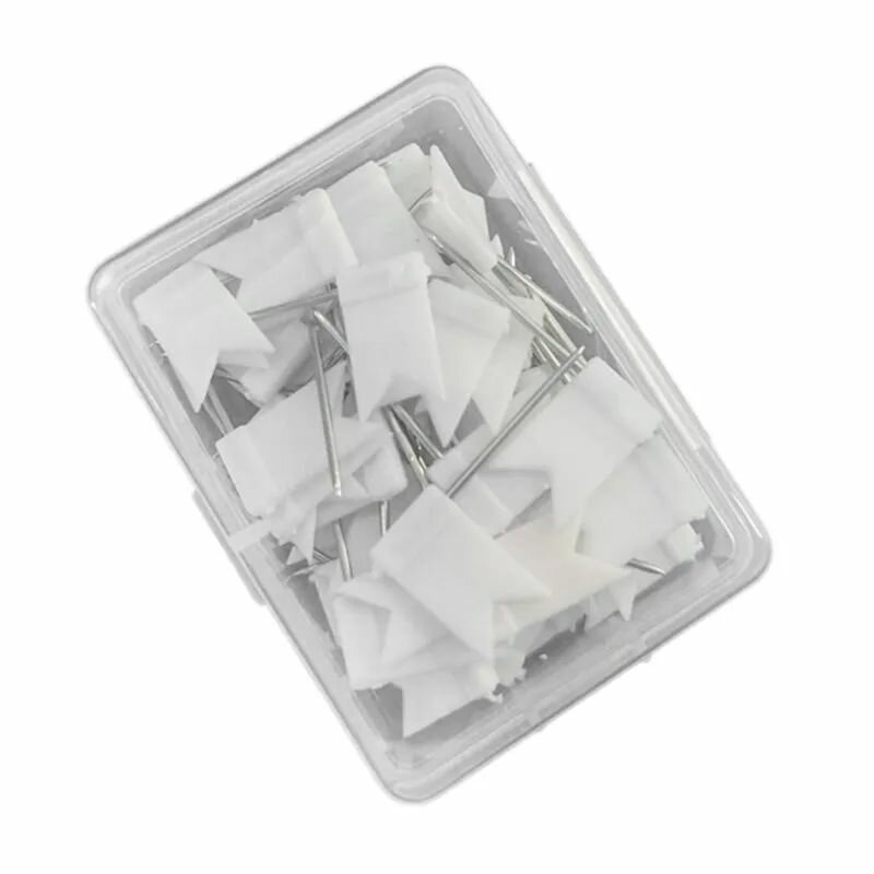 (50 шт.) Кнопки-флажки для пробковой доски Белые