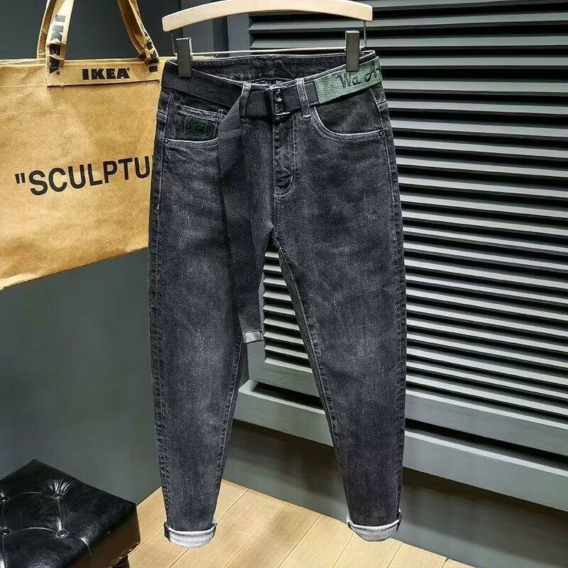 Тренд RONG CH Мужские Джинсы Осень Корейские Свободные Кроп Стрейт Харем Деним, Размер_31