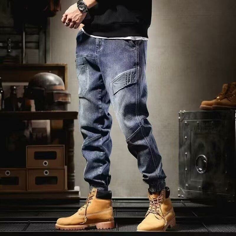 MON Мужские Джинсы Лето Гонконг Стиль Слим Хип-Хоп Высокий Улица Деним, Размер_3XL