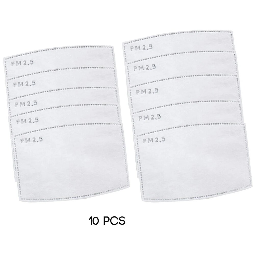 Комплект 10/20 шт. 5-слойных хлопковых масок с фильтром PM 2.5 с активированным углем для взрослых и детей Adult, 10 PCS