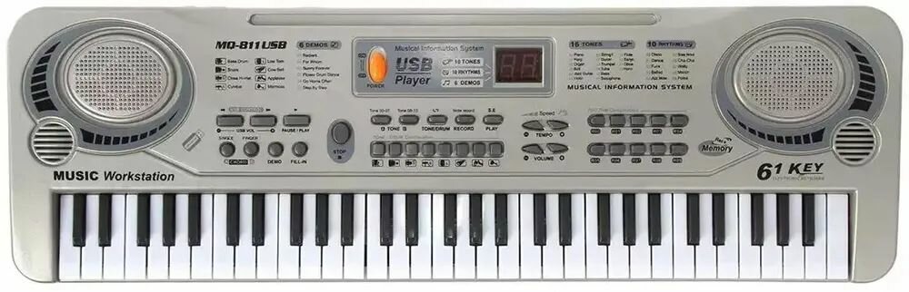 Детский синтезатор с микрофоном (61 клавиша, запись, дисплей, MP3 Play)