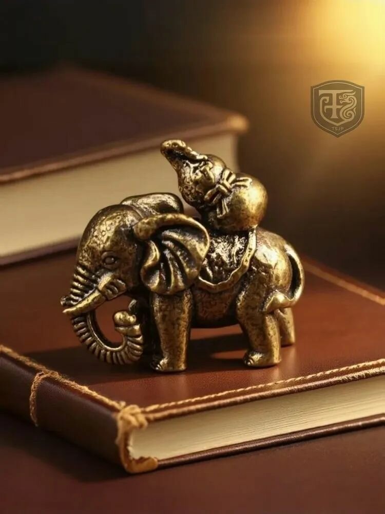 Латунные украшения в виде слонов, массивные настольные поделки