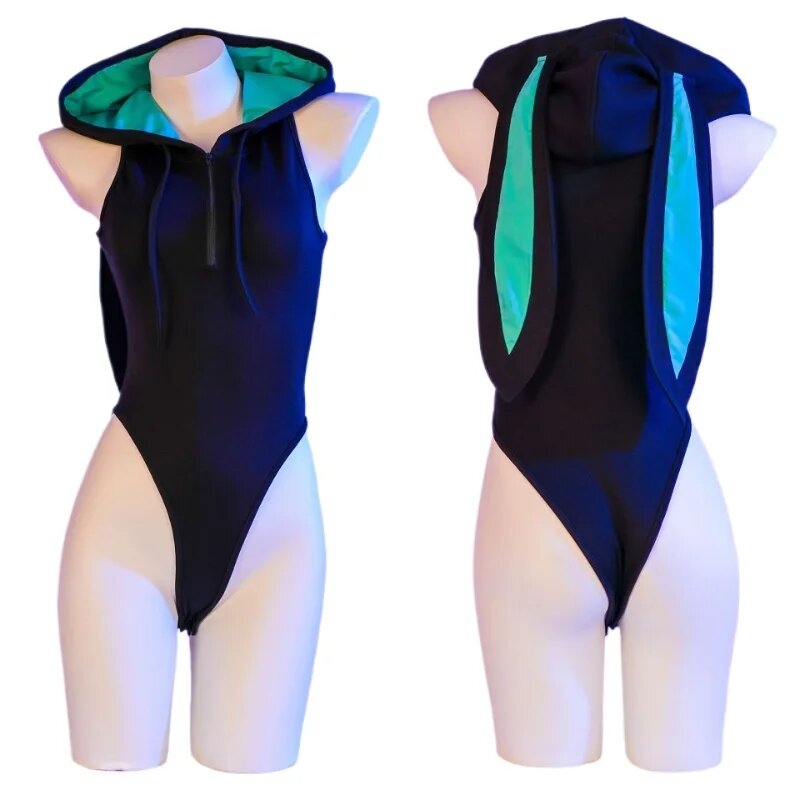 Аниме японская милая толстовка с кроличьими ушками, боди с кроликом, облегающая одежда для ролевых игр для девочек, нижнее белье, карнавальный костюм на Хэллоуин