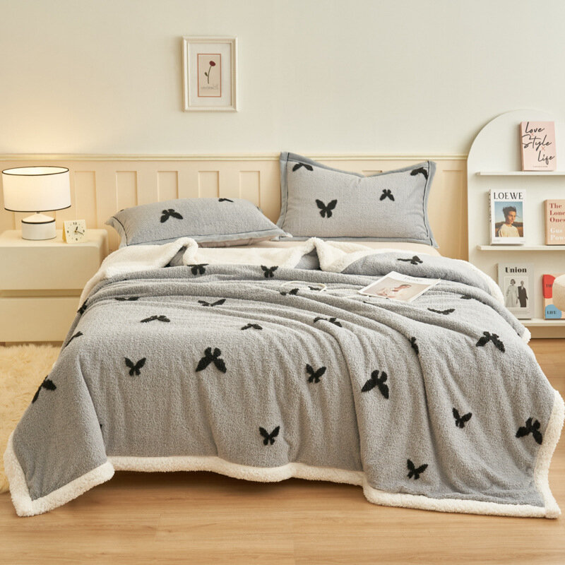 Новое жаккардовое молочное шерстяное одеяло утолщенное кашемировое высокое и тяжелое двойное теплое одеяло для отдыха в