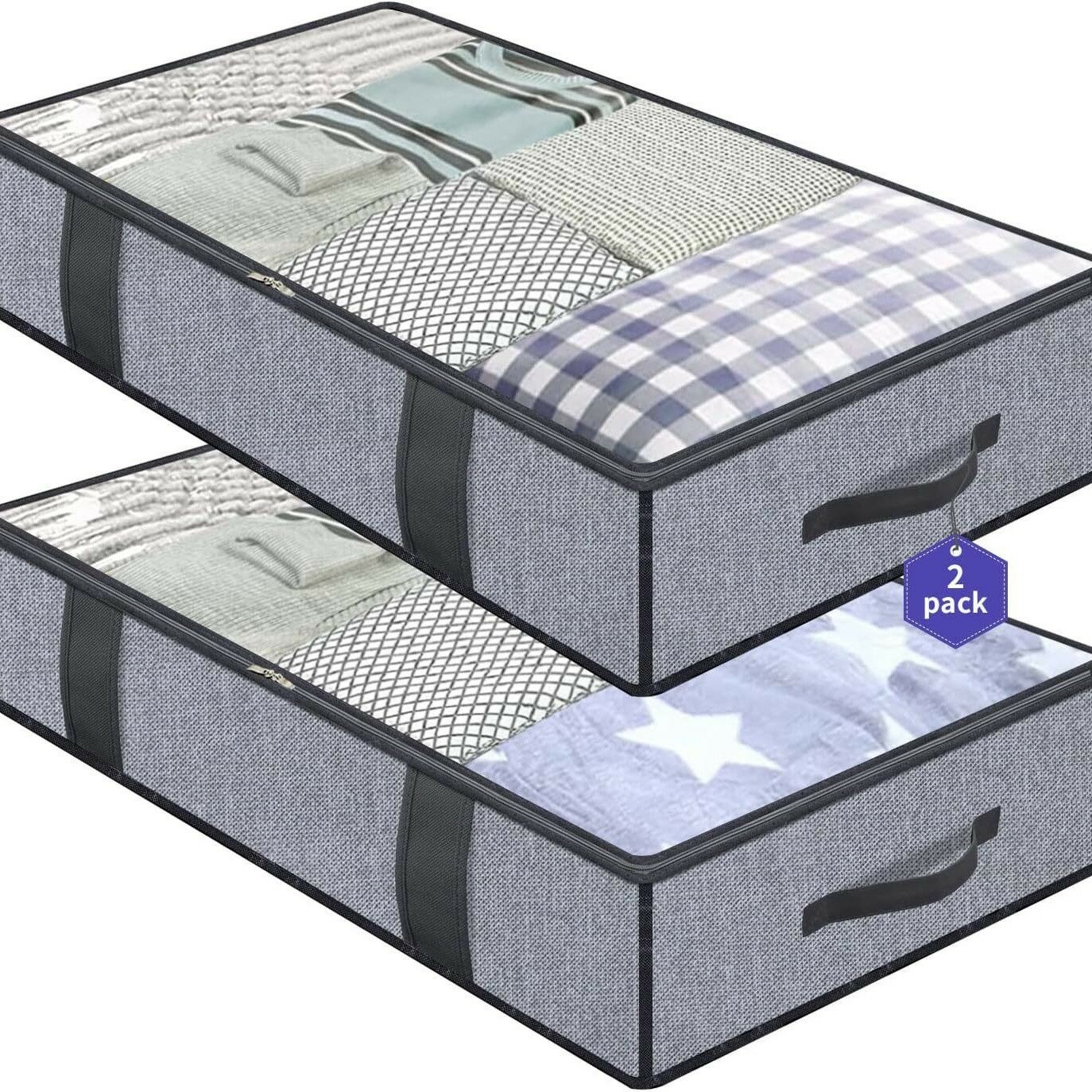 Сумка для хранения одеял под кроватью из нетканого материала Amazon, пыленепроницаемая, влагозащитная, складная коробка для хранения