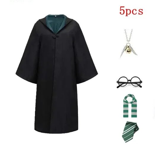 Костюм Гарри Поттера для взрослых и детей, комплект Гриффиндор Темно-зеленый, XXL, 5pcs4