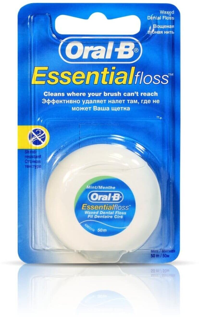 Орал-Б нить зубная Эссеншл вощеная ментол 50м