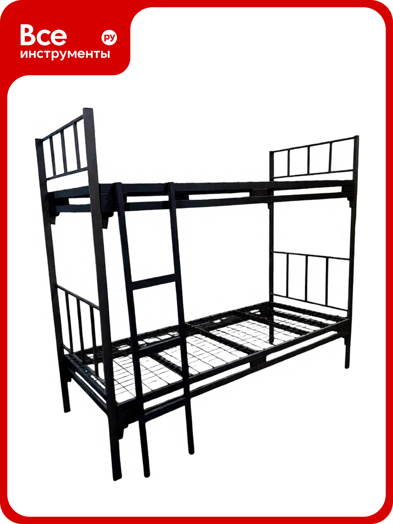 Двухъярусная металлическая кровать Sebmet с лестницей Strong (800х1900, сетка 100х50, 3 усиления) К2-80190-10050-3УЛ
