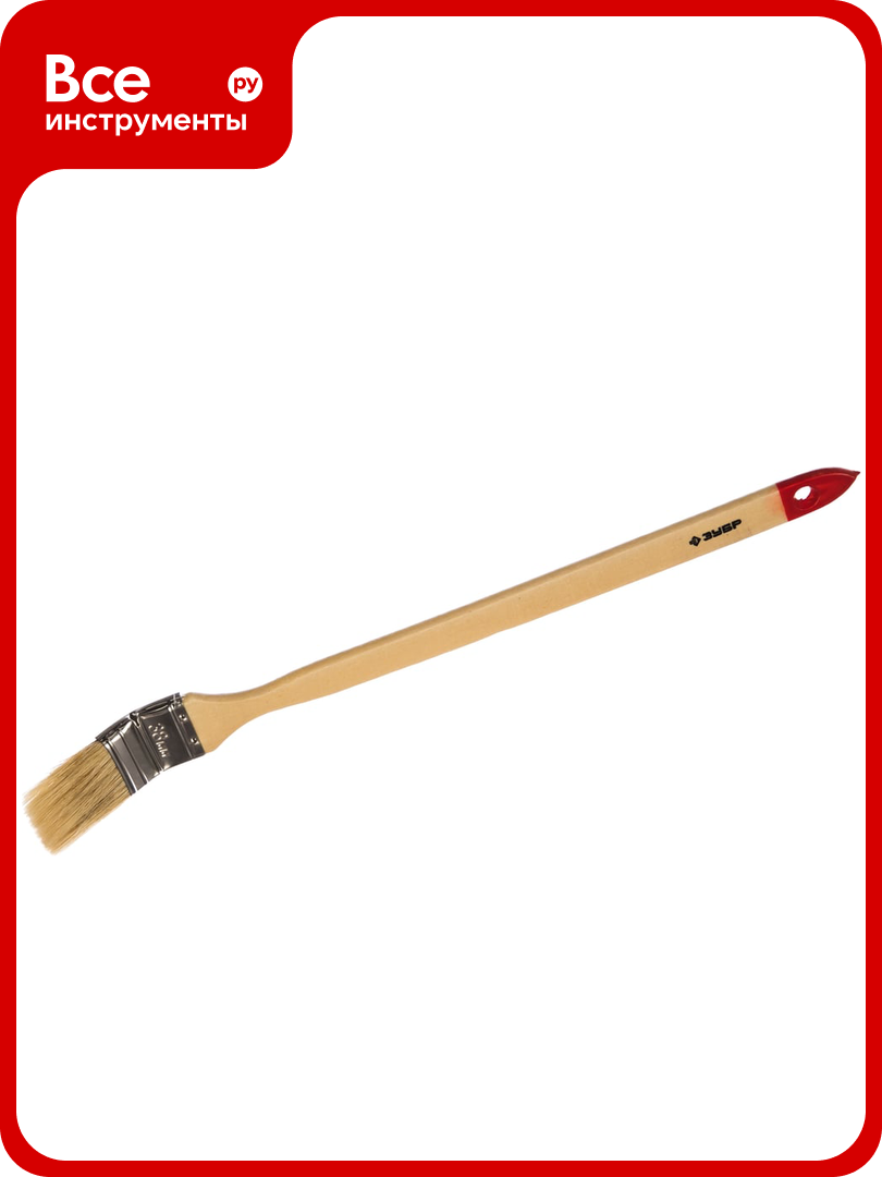 Угловая кисть ЗУБР универсал-мастер 01041-038 изогнутый металлический бандаж, деревянная рукоять, натуральная щетина