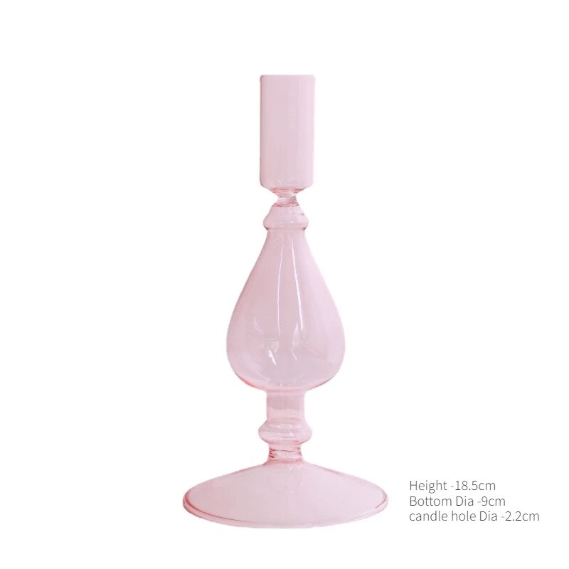 Розовый стеклянный подсвечник Pink Drop 18.5см