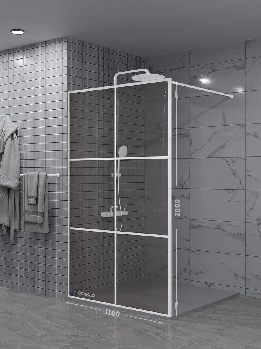 Loft душевая перегородка 110x200 бронзовое стекло