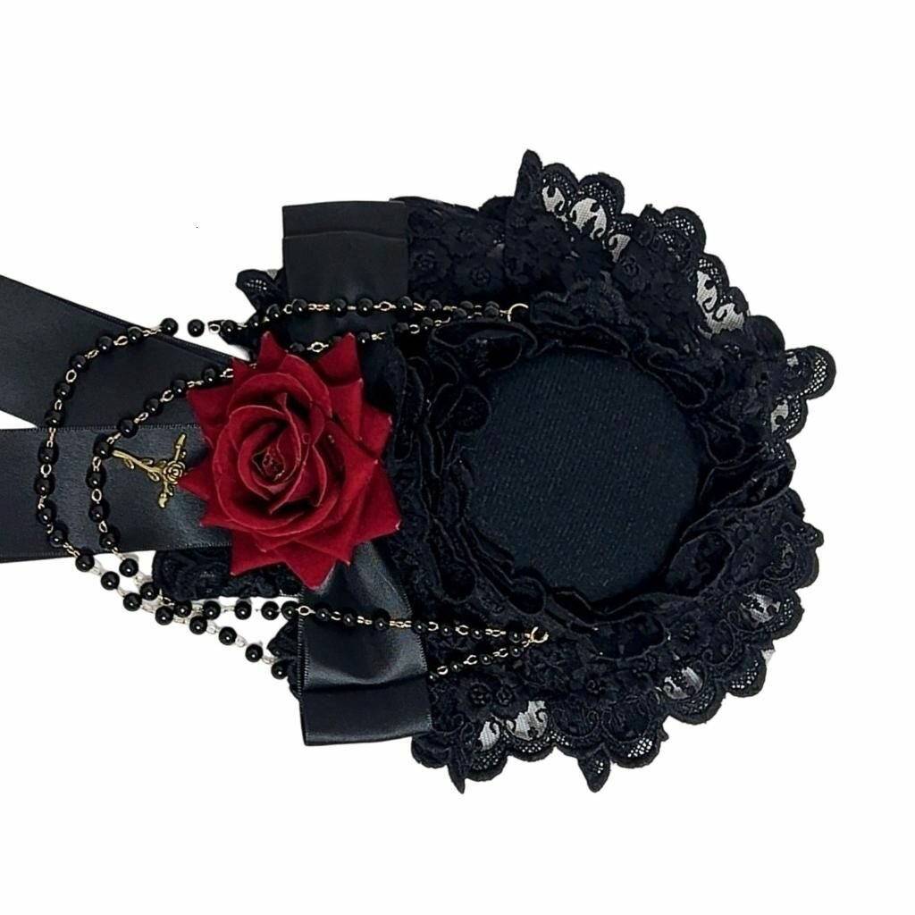 Готическая шляпа с кружевной лентой, красный