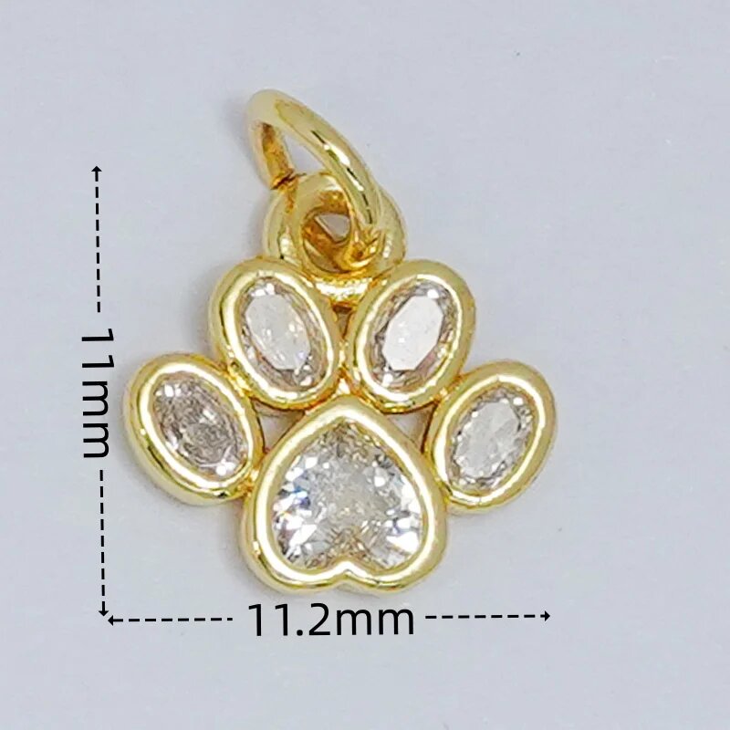 Подвеска лапа животного, циркон, 11 мм, Gold