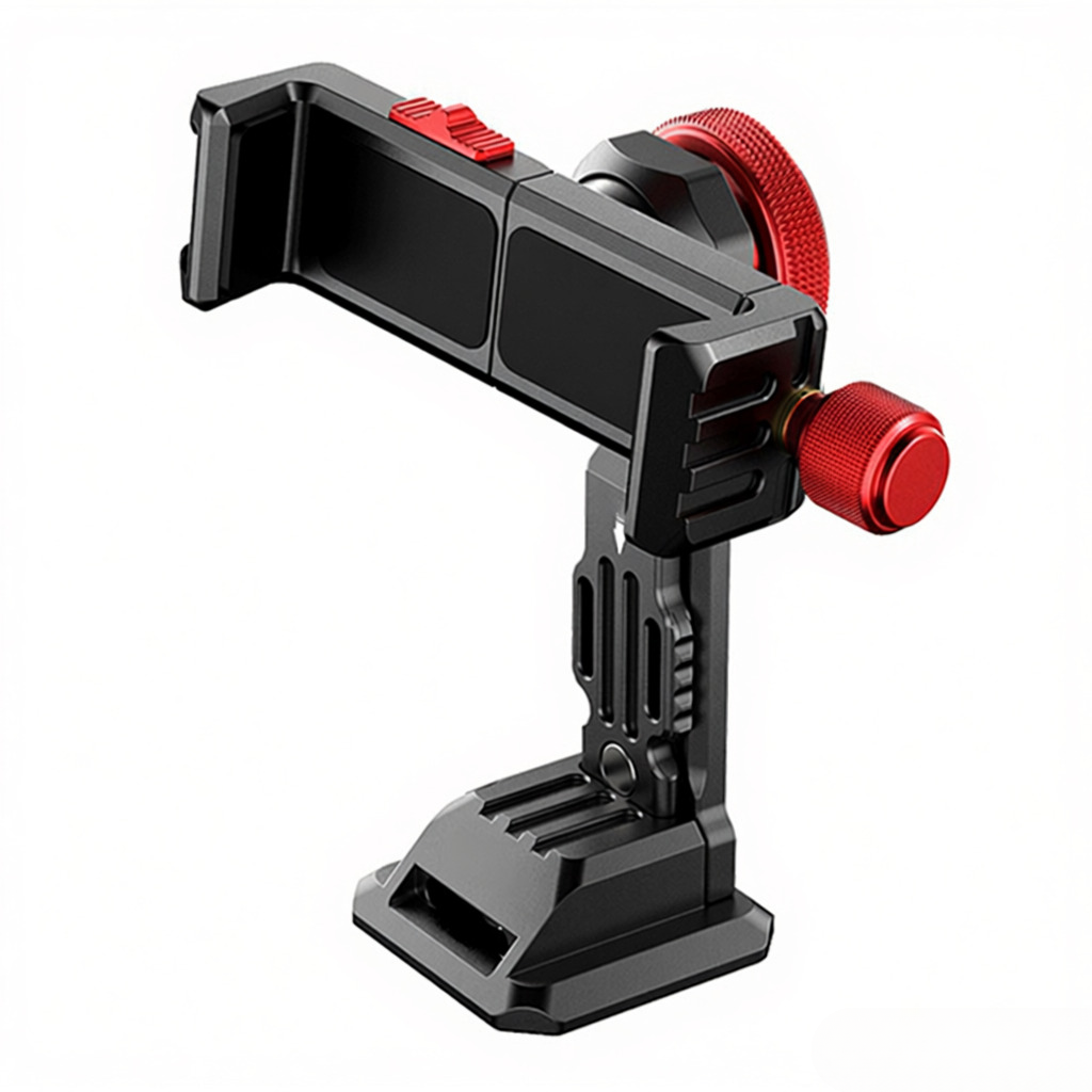 Ulanzi ST-14 Metal Smartphone Holder Phone Clamp Bracket 360° Rotatable with Cold Shoe Black + Red Compatible with iPhone 11/11 Pro/11 Pro Max/XS/XS Max/XR/X/8/8 Plus Samsung Huawei Smartphones Vlog Expansion Accessories