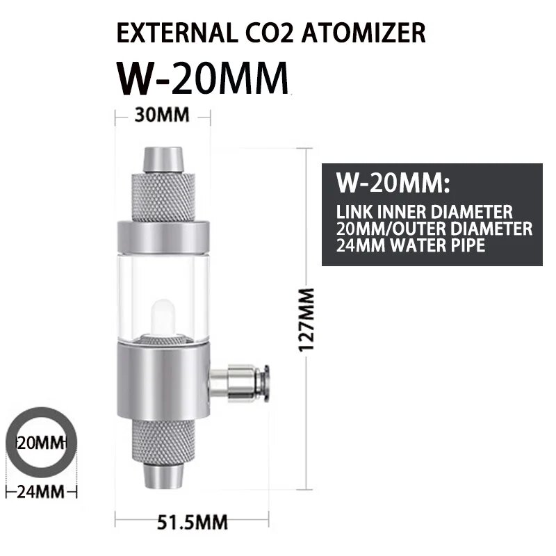 Внешний диффузор CO2 для аквариума ZRDR W-20mm