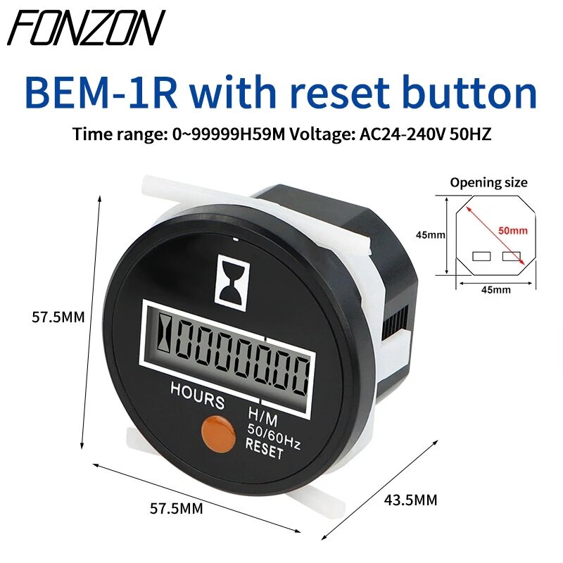 Электронный счетчик времени FONZON BEM-1R AC24-240V 50/60Hz