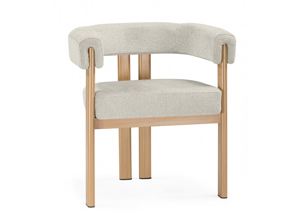 Стул на металлокаркасе Selma woodville бежевый, ткань и металл, мягкое сиденье, с подлокотниками