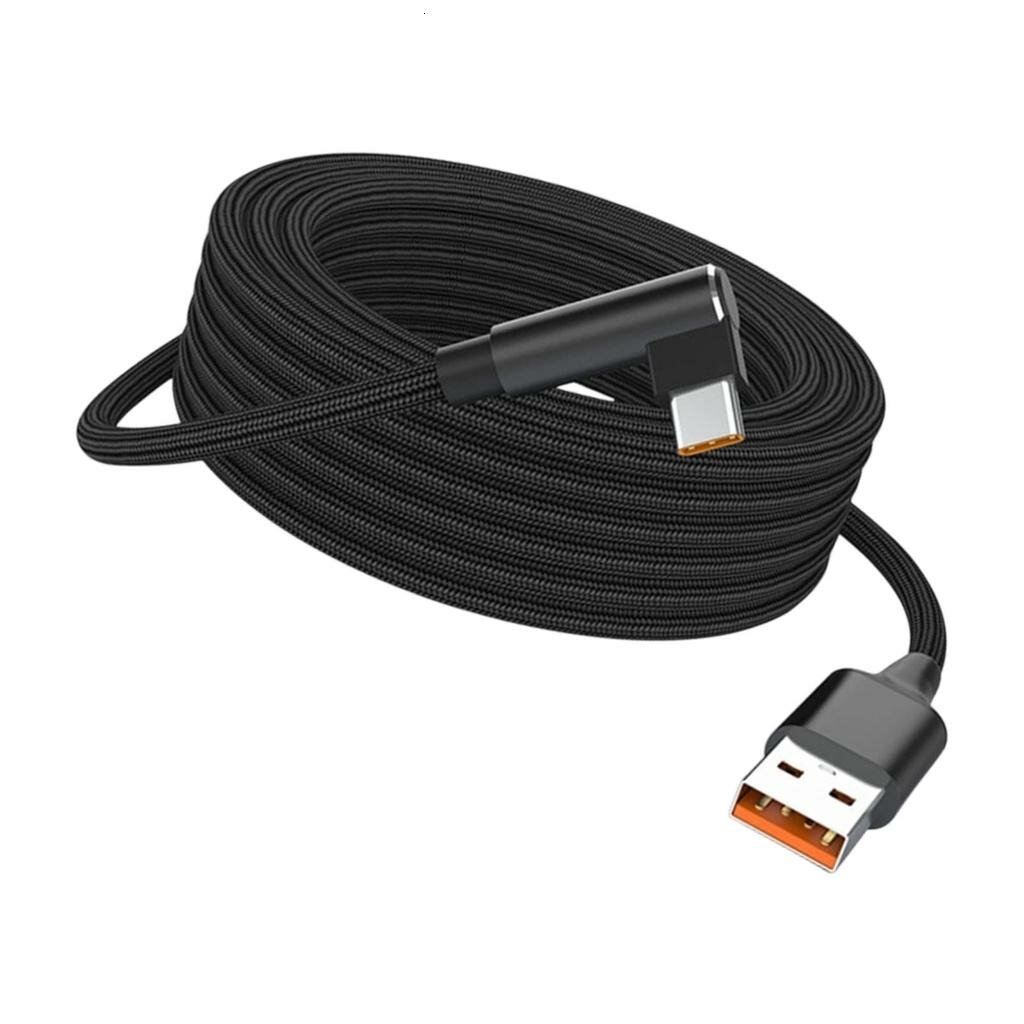 Усиленный USB-A — USB-C кабель с угловым разъёмом, Черный - 1m