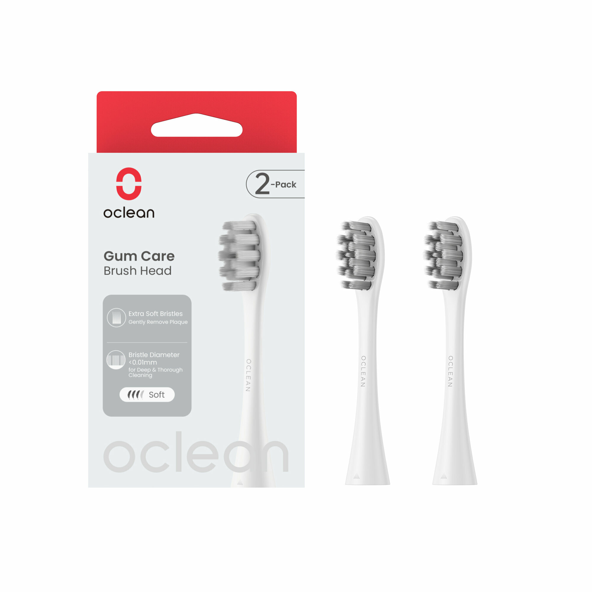Комплект насадок Oclean P1S12 W02 2шт, белые, для чувствительных десен