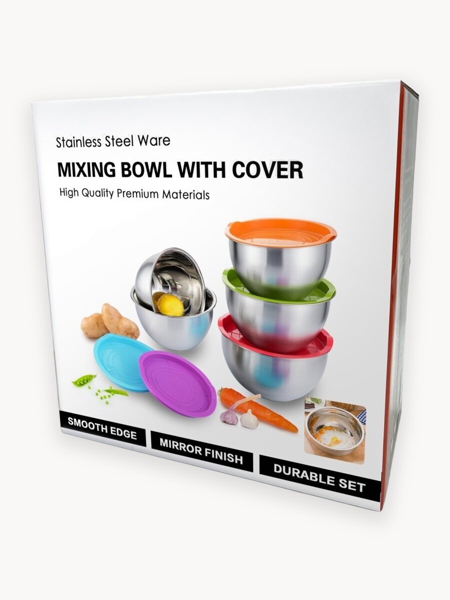 Набор мисок с крышками из нержавеющей стали 5 шт