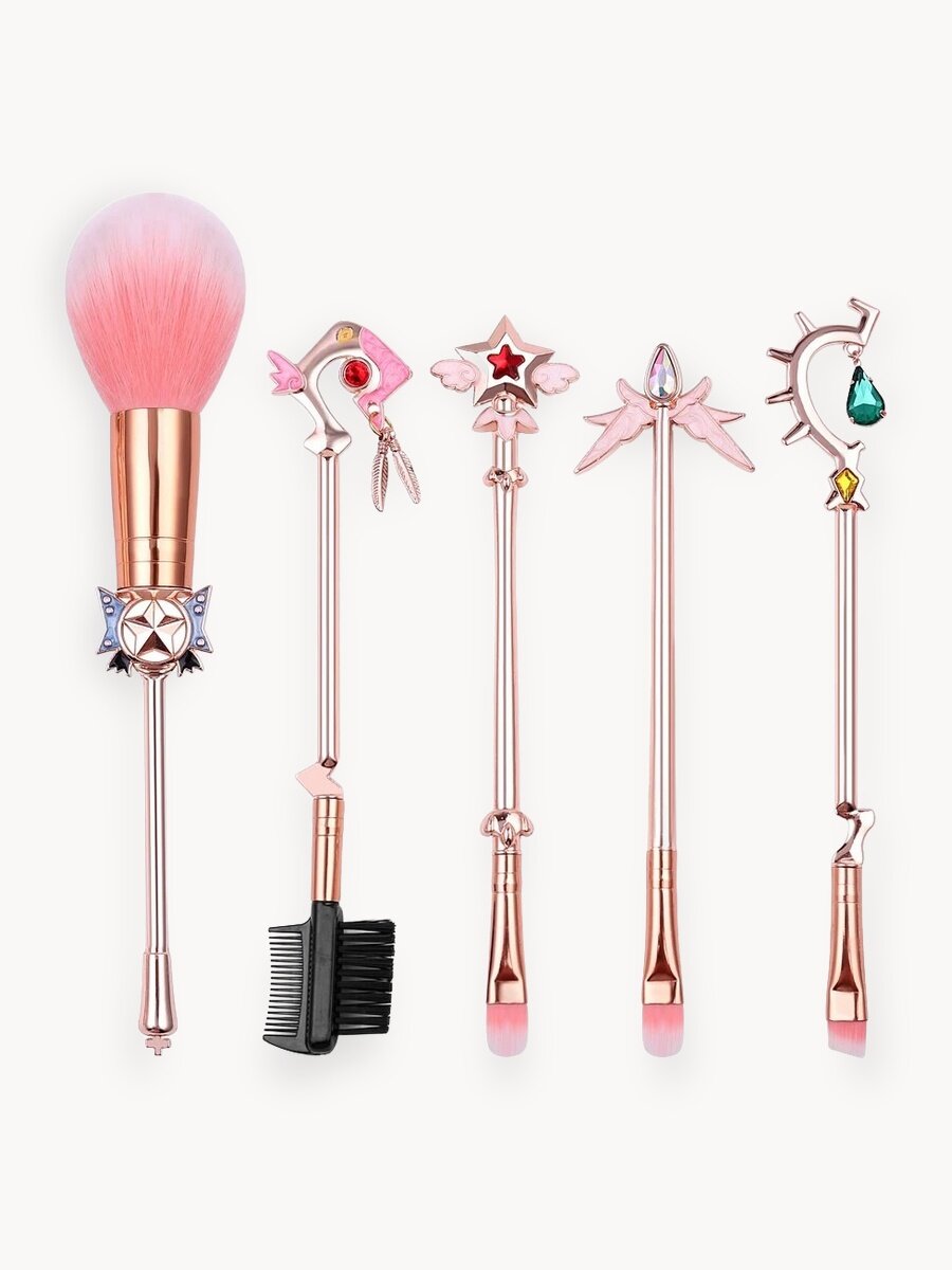 Набор кистей для макияжа №5 5шт FS "Сейлор Мун" в чехле металл
