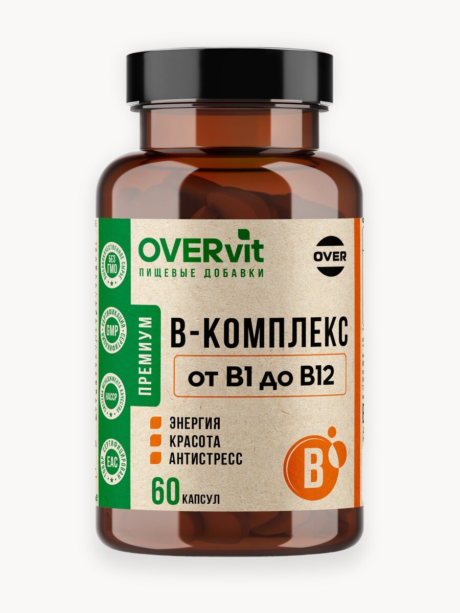 Витамины группы в, в комплекс, для энергии и красоты, 60 капсул